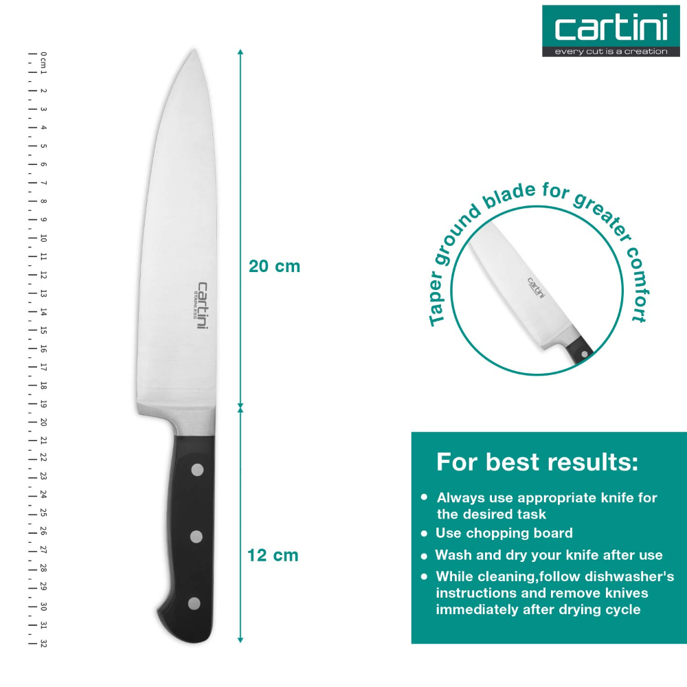 Godrej Cartini Bamboo Chopping Board large + Chef Knife Professional,SS ...