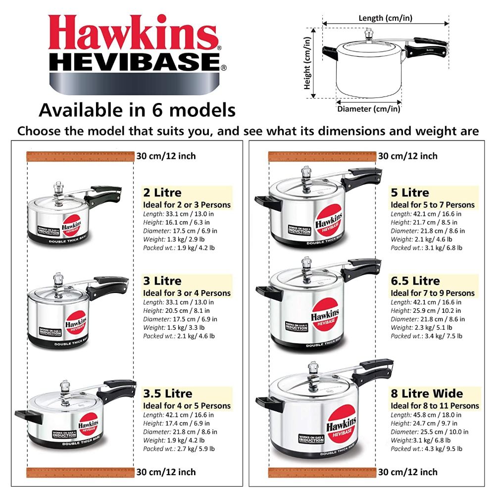 Hawkins Hevibase 3L Pressure Cooker with Induction Compatible Base (IH30)