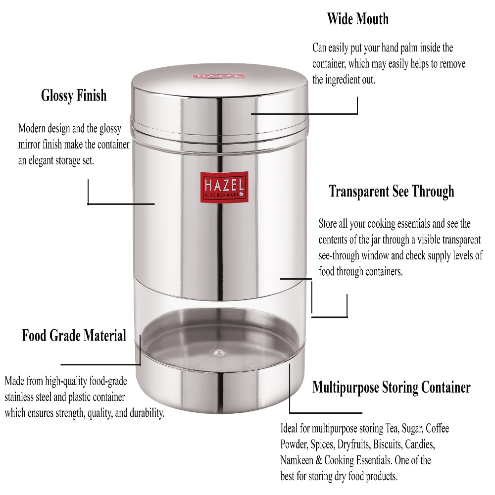 Store Fresh with HAZEL 400ml Transparent Stainless Container